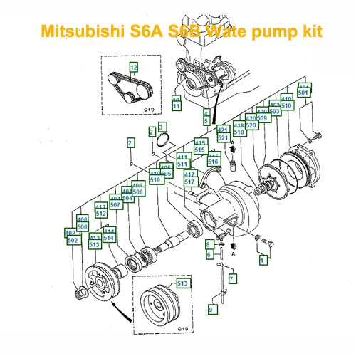 MITSUBISHI S6A S6B-PT S6B-PTA Water Pump Repair Kit [MHI-SWP] - $0.00 ...
